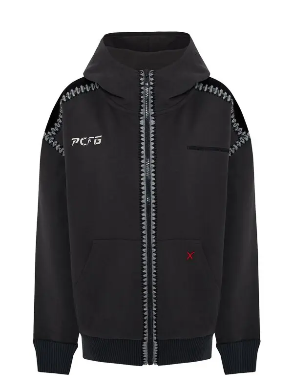 PCFG Crochet Zip-up Hoodie - Grey/black