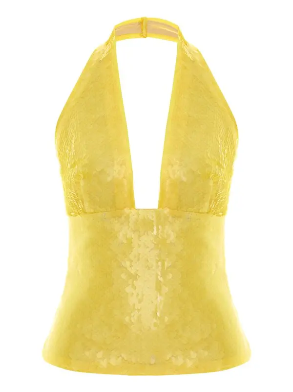 PCFG Sequin Halter Top - Yellow