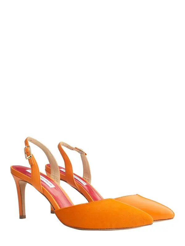 ROSAMUND MUIR LONDON Augusta Duo-texture Slingback Heels - Orange