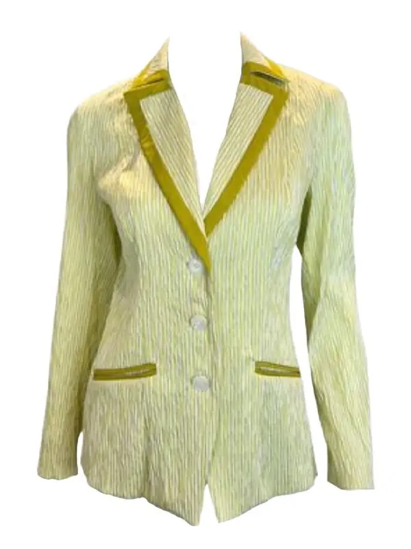 SNIDER Tailored Stripe Seersucker Jacket - White/yellow