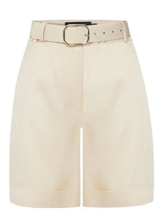 EXQUISE Regular Wide-leg Journey Shorts - Beige