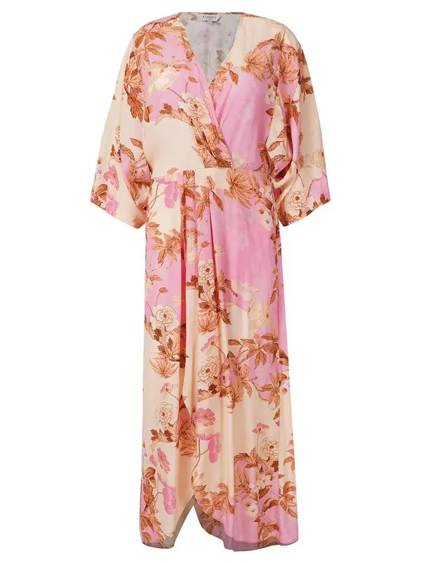 RAISHMA Floral Print Wrap Dress - Pink