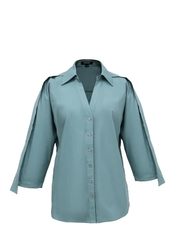 SMART AND JOY Wide Shoulder Straps Shirt - Blue