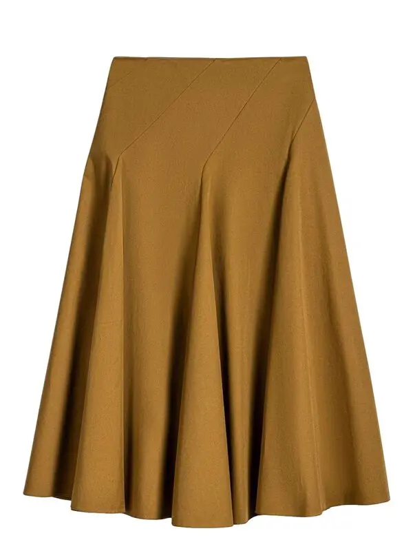 NOCTURNE Flared Midi Skirt - Brown