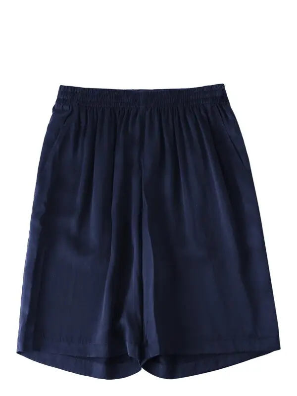 SOFT STROKES SILK Pure Mulberry Silk Sueded Charmeuse Shorts - Blue