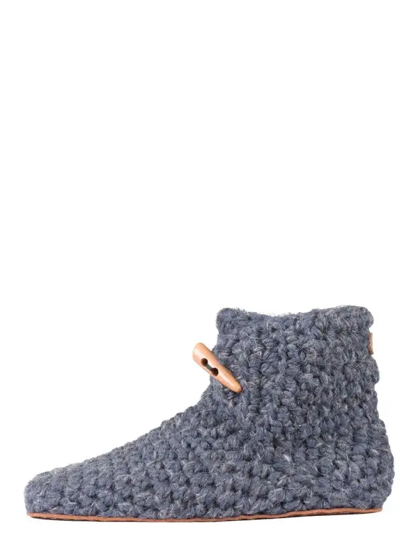 KINGDOM OF WOW Hand-crocheted Wool Boot Slippers - Grey