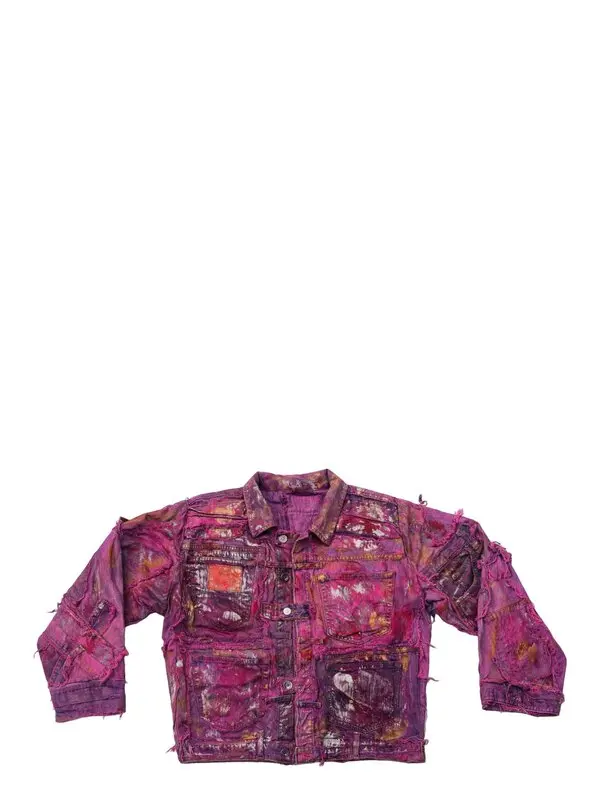 ZASTASTUDIO Wearable Ruins Shredded Denim Jacket - Pink