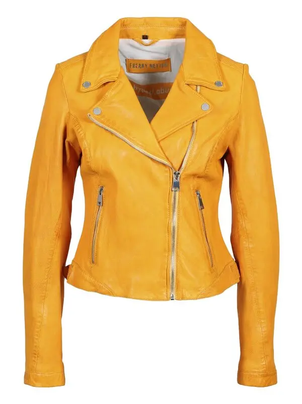 FREAKY NATION Leather Biker Jacket Savannah - Yellow