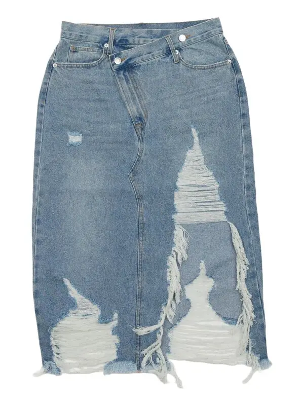CIRCULAR PATH Cross Over Midi Skirt - Blue