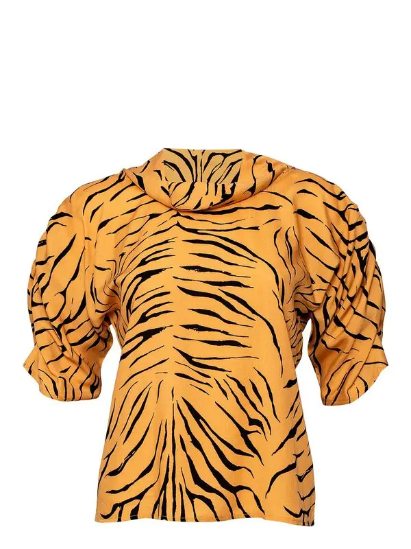 BIANCA POPP Animal Print Blouse With Collar - Black
