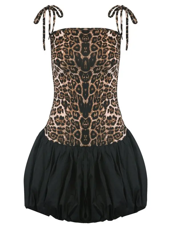 AMY LYNN Alexa Leopard Print Mini Dress - Black