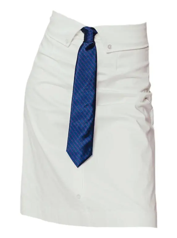 ZITO A-line Skirt With Striped Tie - White