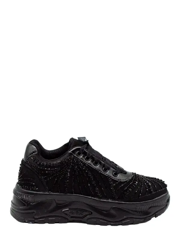RETTROSE Sofia Noir Embellished Trainers - Black