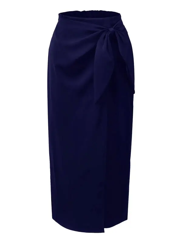 SMART AND JOY High-waisted Wrap Skirt With Tie Detail - Blue