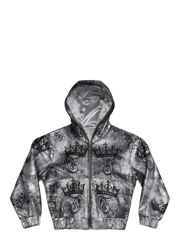 ZASTASTUDIO Throne Leather Zip-up Jacket With Hoodie - Silver