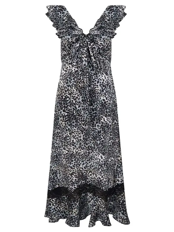 LISA THE LABEL Peony Bow Silk Satin Dress - Black