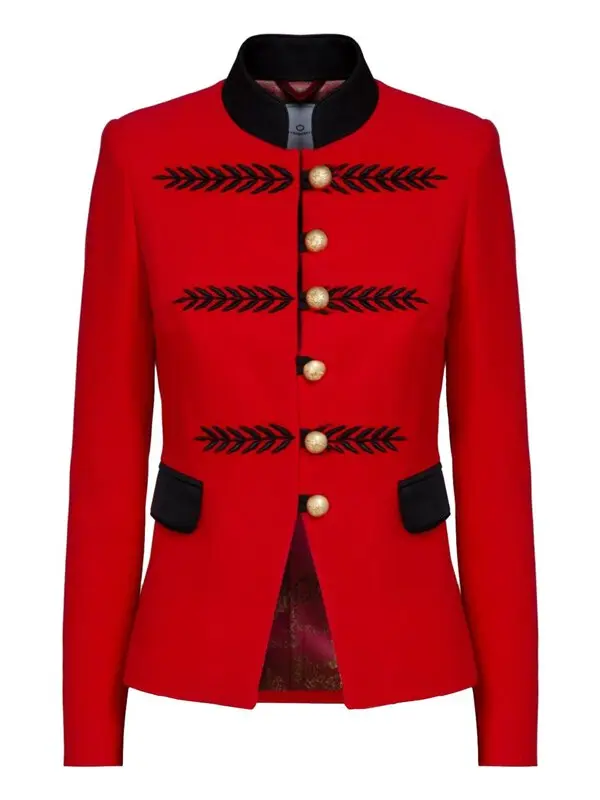 THE EXTREME COLLECTION Tailored Military Blazer With Black Embroidery - Red