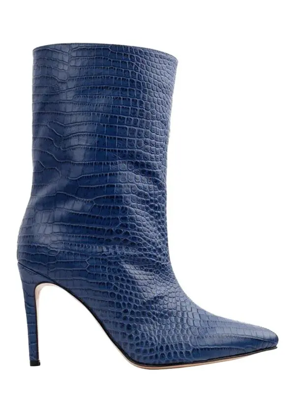 GINISSIMA Ilona Embossed Leather Boots - Blue