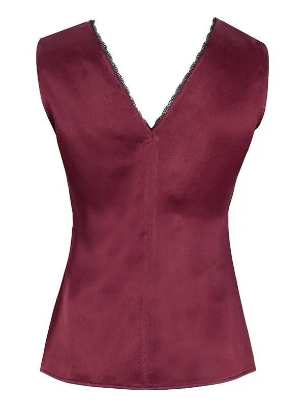 EXQUISE Satin Look V-neck Blouse - Red