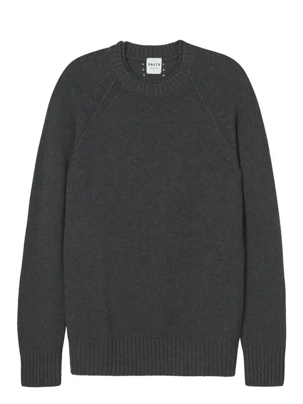 SALTS CASHMERE Double Neck Trim Crew Neck Sweater - Grey