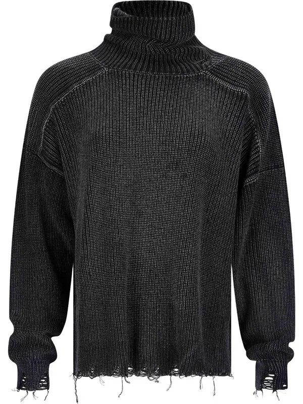 ARDEA Mask Knit Cotton Sweater - Black