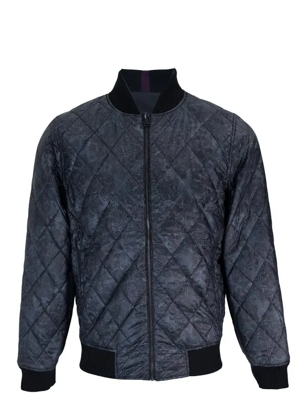 LORDS OF HARLECH Reversible Bomber Jacket - Black/grey