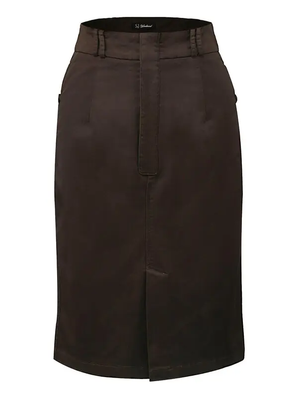 SMART AND JOY Pencil Cotton Skirt - Brown