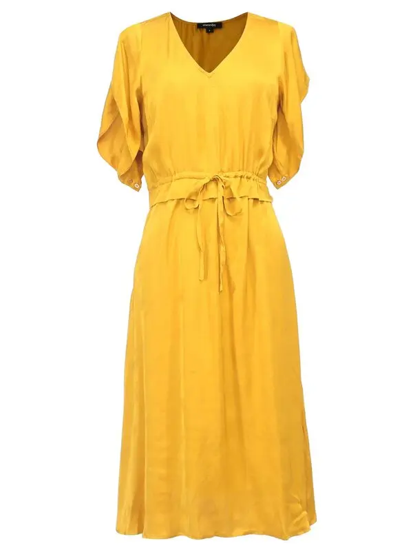 SMART AND JOY V-neck Jacquard Midi Dress - Gold