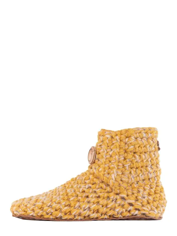 KINGDOM OF WOW Hand-crocheted Wool Boot Slippers - Yellow