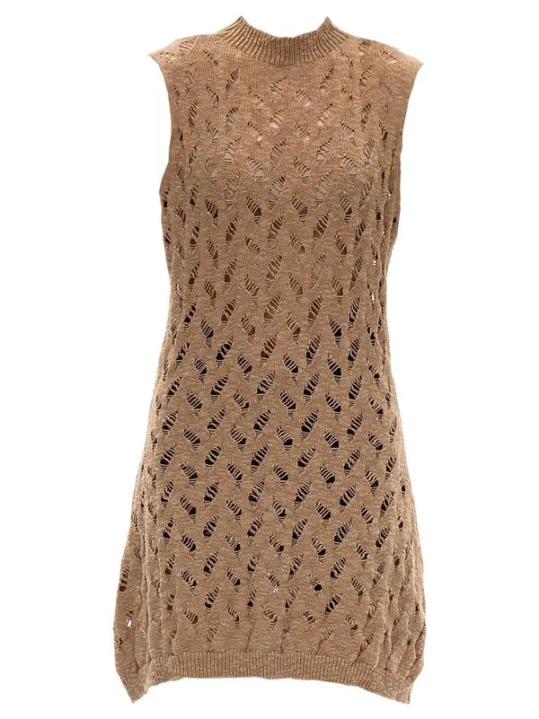 MAISON BOGOMIL Linen Shell Knit Tunic Dress - Brown