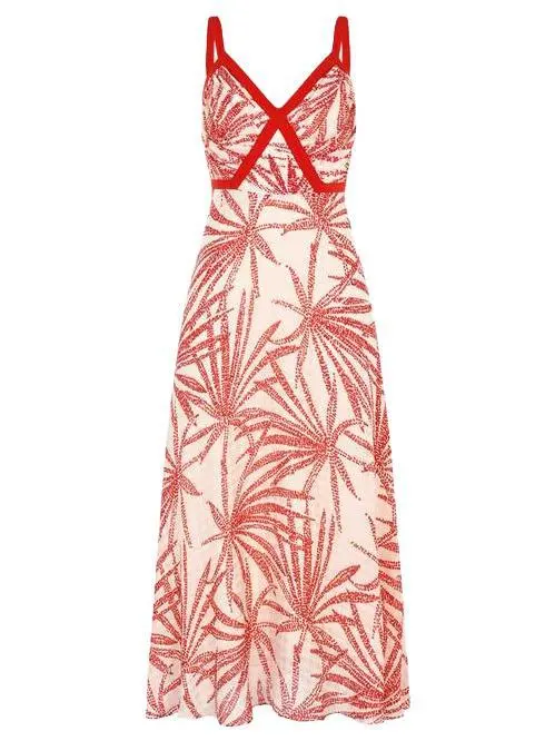 EXQUISE Regular Fit Strappy Midi Dress - Red
