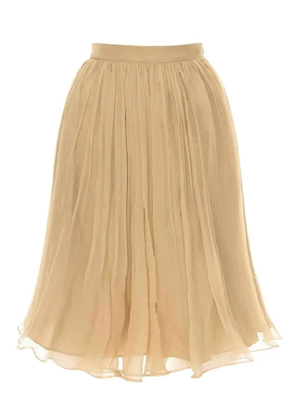 AVENUE N°29 Gathered Silk Voile Midi Skirt - Brown