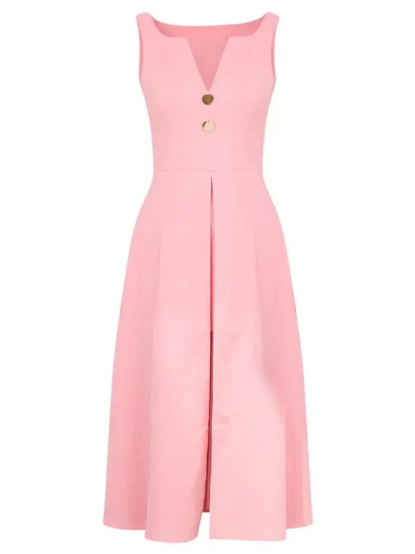 ZETAYE Linen-cotton Blend Midi Mini Dress - Pink