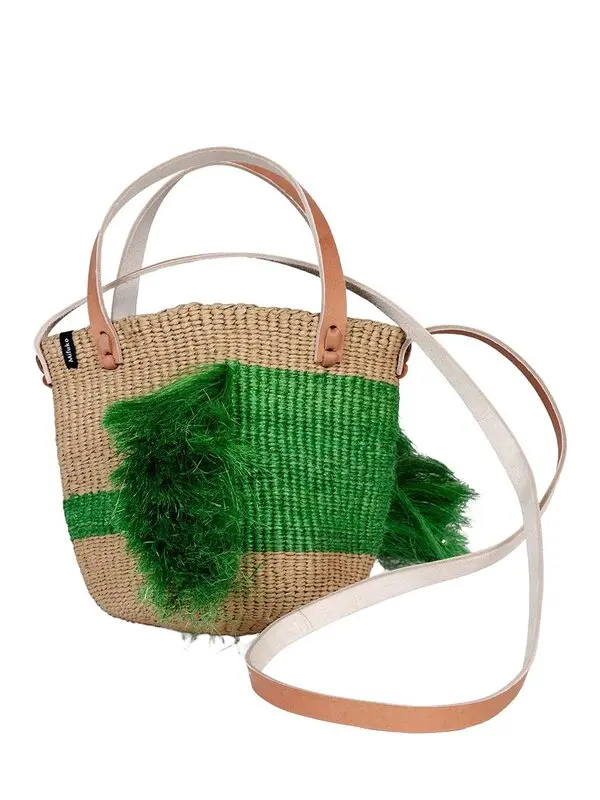 MIFUKO Majani Kiondo Crossbody Basket Bag - Green/brown