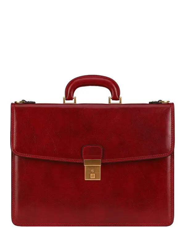 TIME RESISTANCE Leather Briefcase - Red