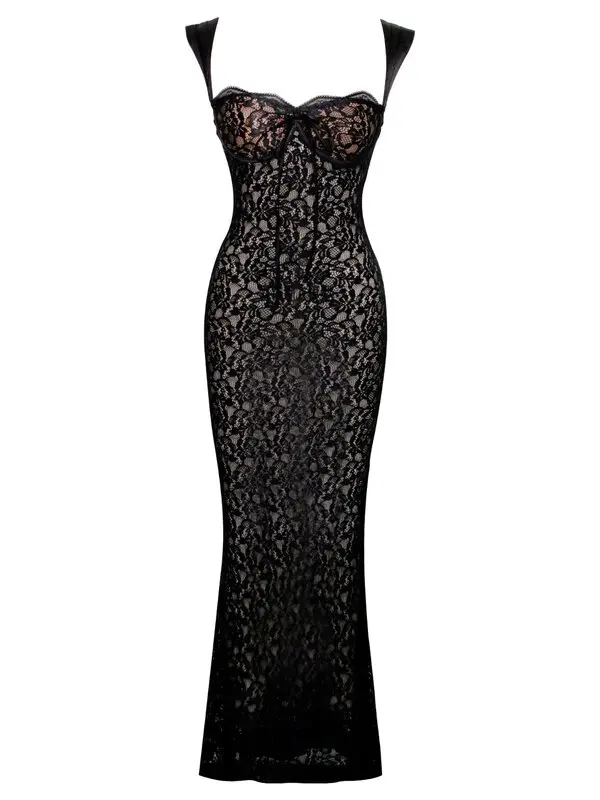 MISS CIRCLE NEW YORK Lace Maxi Dress - Black