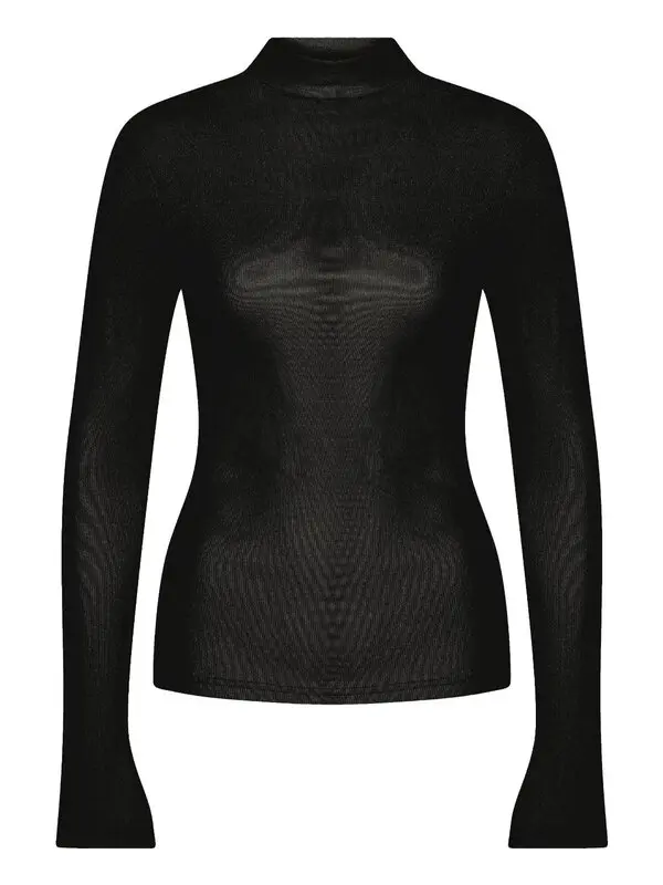NAZLI CEREN Roll Neck Viscose Sweater - Black