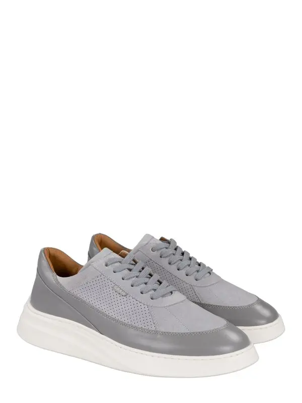 GRAIL Showman Leather And Suede Sneakers - Grey