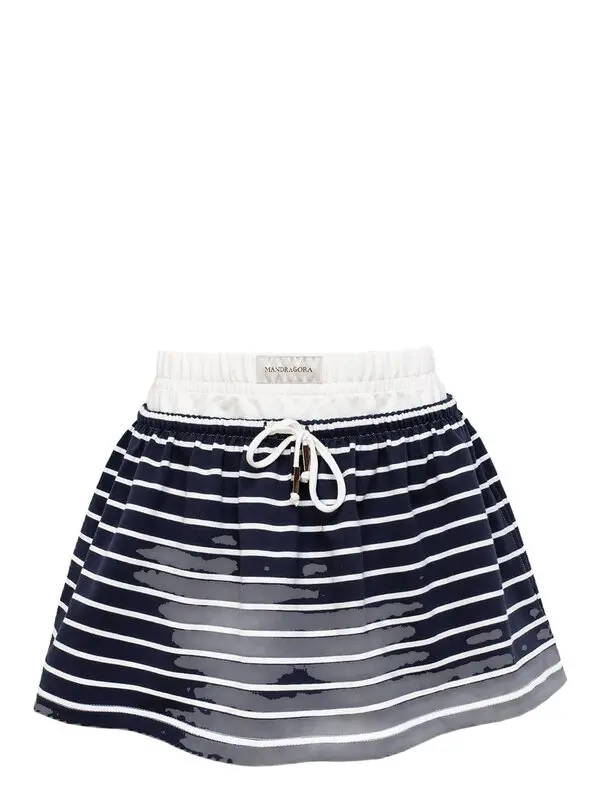 MANDRAGORA Striped Cotton Mini Skirt - Blue