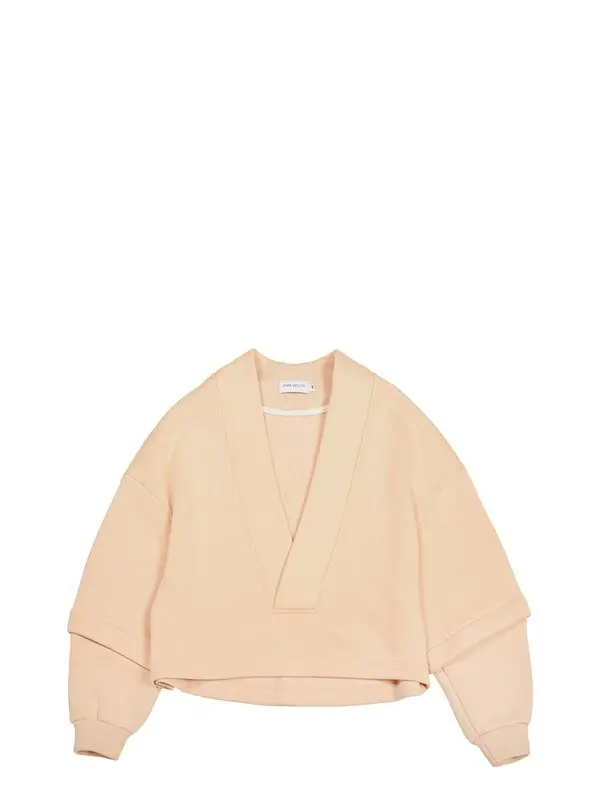 IOANA CIOLACU V-neck Oversized Sweatshirt - Beige