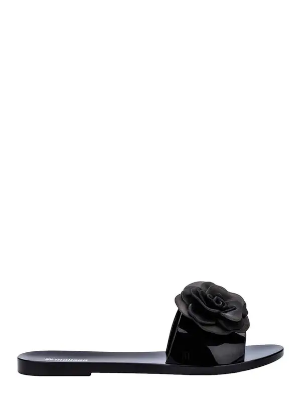 Melissa Babe Petals Flat Slides - Black