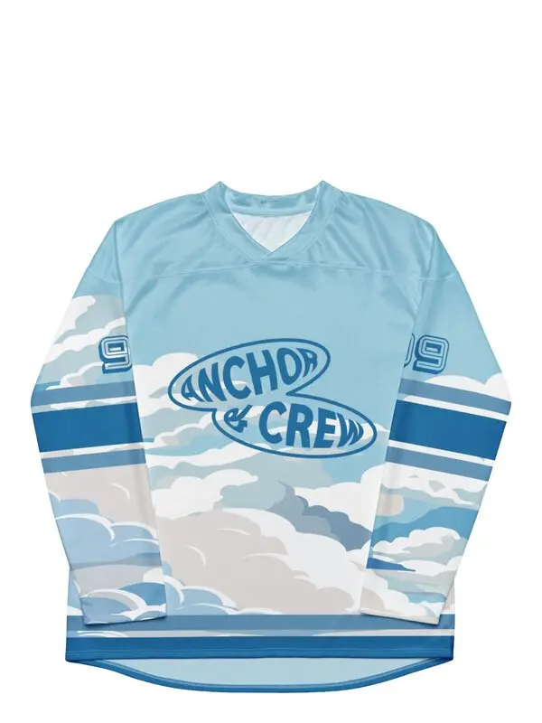 ANCHOR & CREW Cloud Thoughts Pattern Recycled Fabric Hockey Jersey - Blue