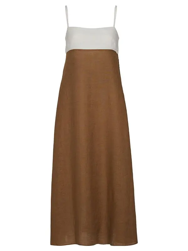 THE SUMMER EDIT Luxe Linen Maxi Dress - Brown
