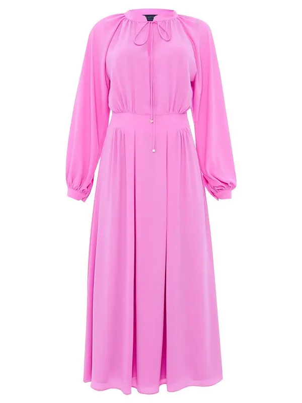 EXQUISE Regular Long Sleeve Chiffon Dress - Pink