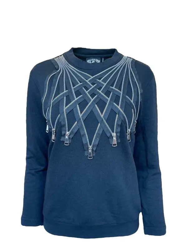 ANY OLD IRON Zipper Sweatshirt - Silver/black