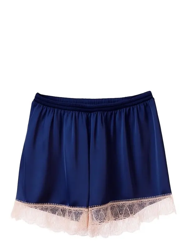 NOBLESSE OBLIGE Short With Lace Trim - Blue
