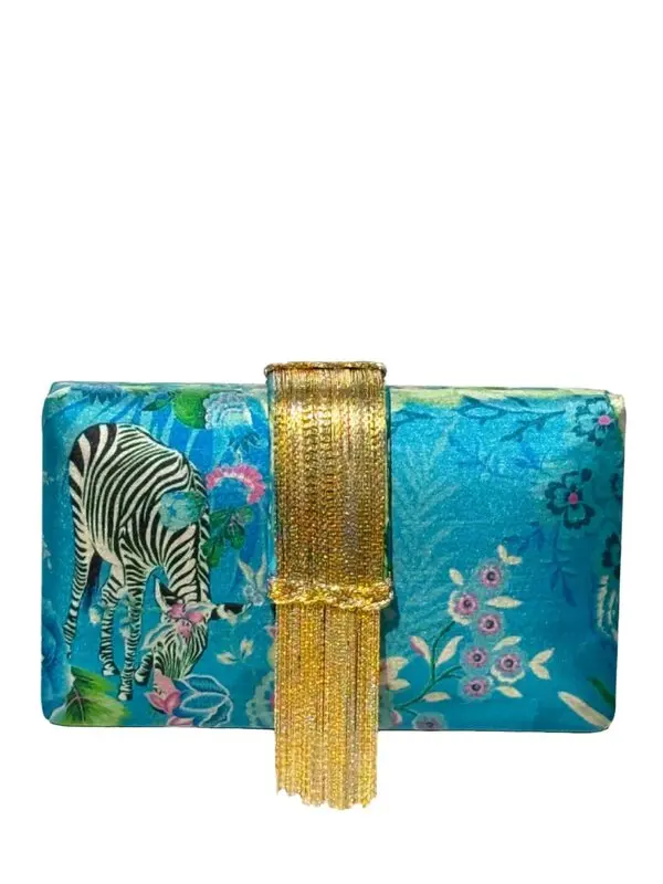 SIMITRI Safari Fringe Clutch Bag - Blue