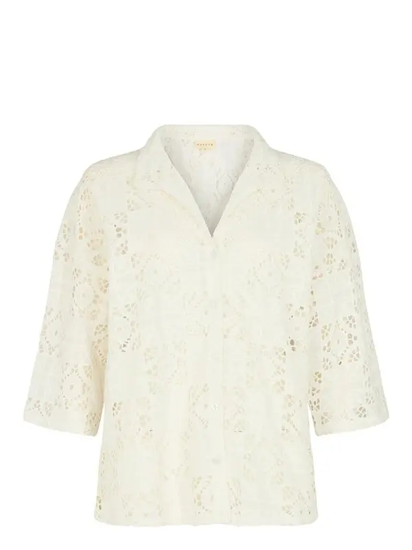 RAFFYA Shelli Broderie Anglaise Shirt - White