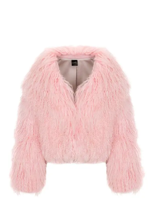 BLACK CAKE Mongolian Fur Jacket - Pink