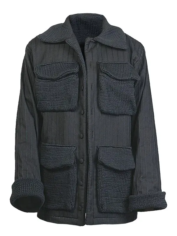 MAISON BOGOMIL Pinstripe Cargo Jacket - Black